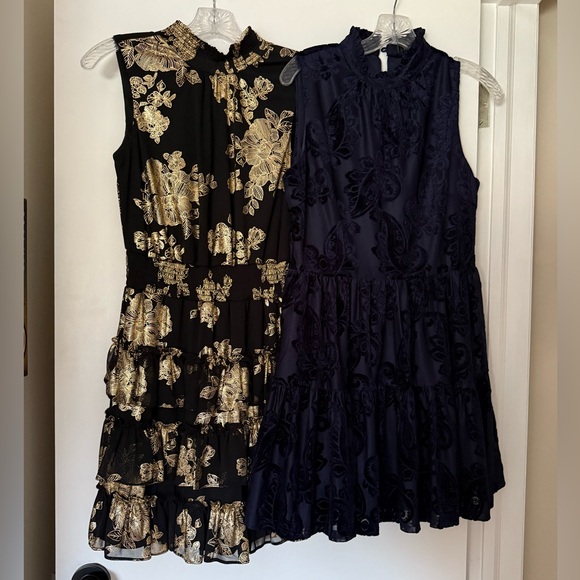 Aqua | Dresses | Set Of 2 Aqua Msk Mini Aline High Neck Ruffle Dresses ...